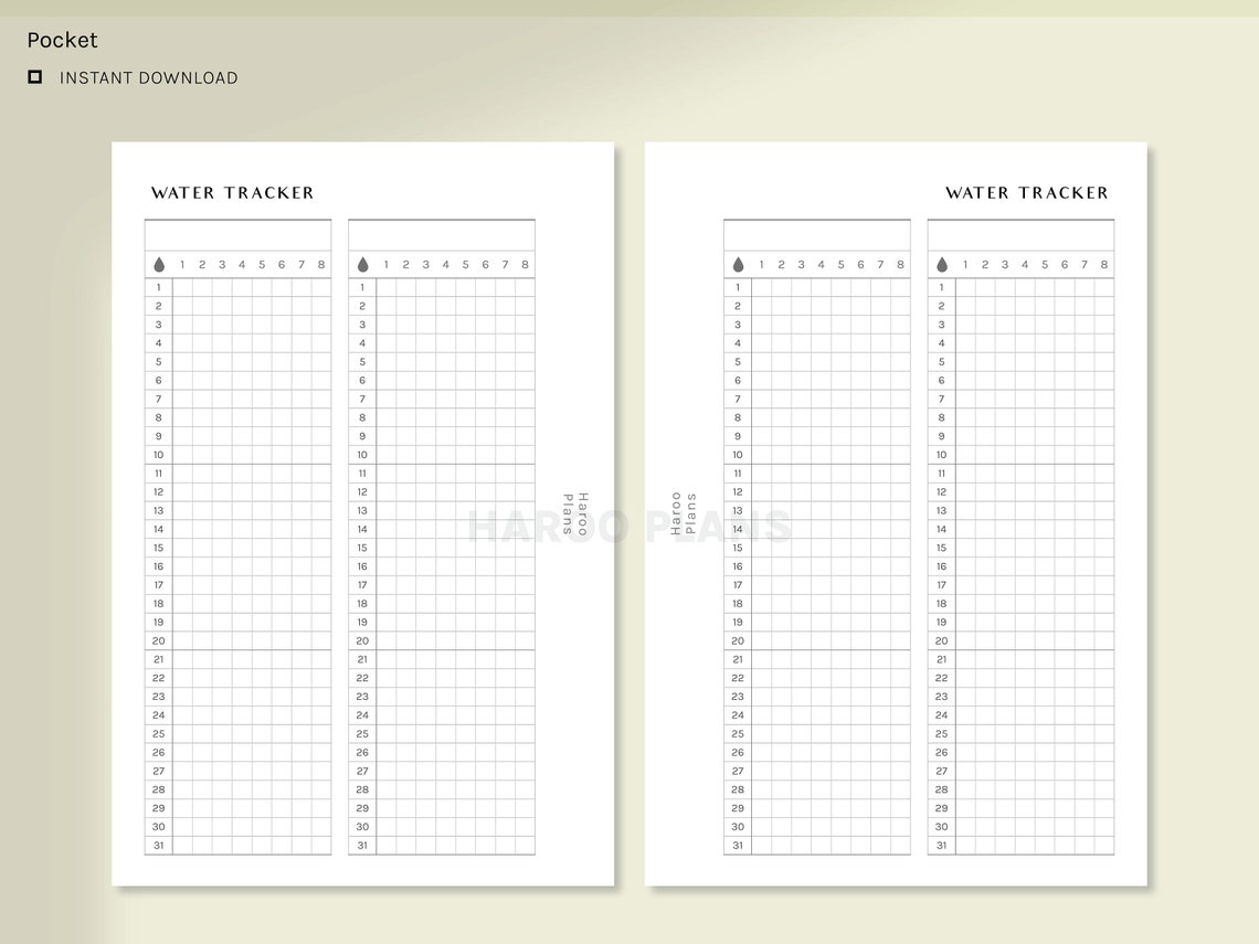 Water Tracker Pocket Printable Planner Inserts Water - Etsy