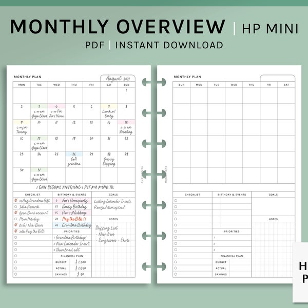 Happy Planner Monthly Printable - Etsy