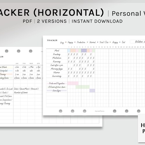 Monthly Tracker Personal Wide Printable Planner Inserts - Etsy