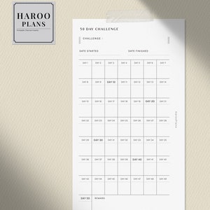 Challenge Sheet | Personal Size Printable Planner Inserts | 30 50 100 ...