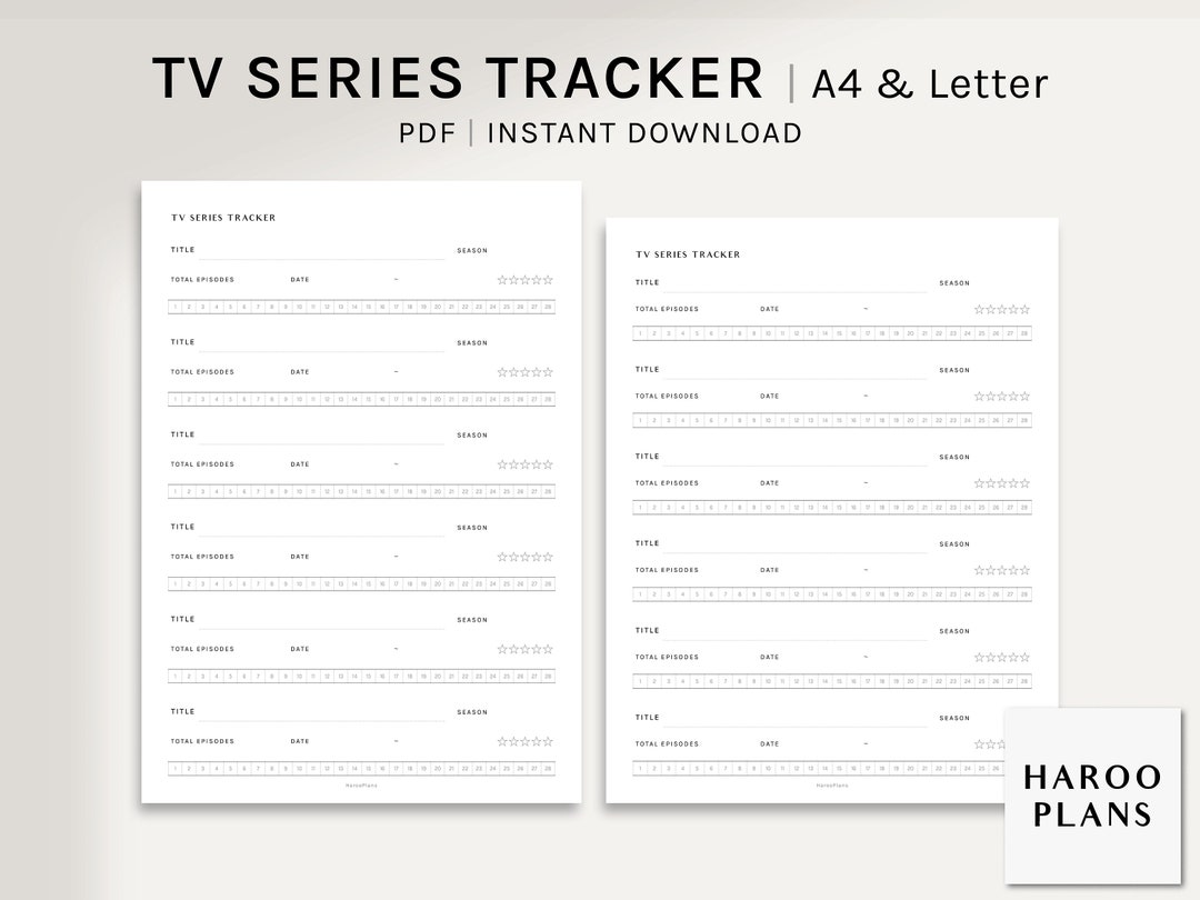 TV Series Tracker A4, US Letter Printable Planner Inserts TV Show List ...