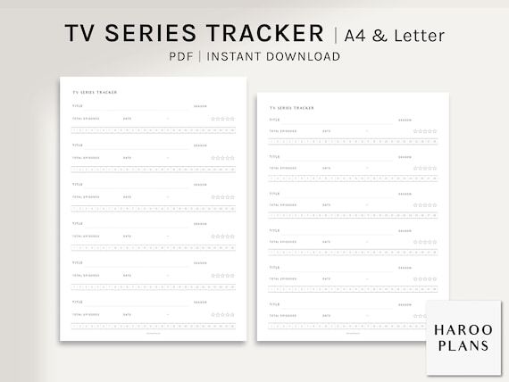 TV Series Tracker A4 US Letter Printable Planner Inserts - Etsy