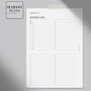Checklist Sheet | A6 Printable Planner Inserts | to Do List Template ...
