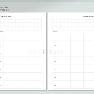 Posting Schedule | Half-letter Printable Planner Inserts | Weekly ...