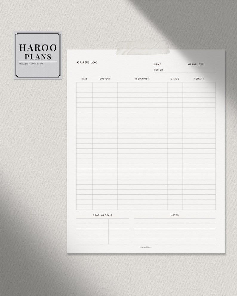 Grade Log Sheet A4 US Letter Printable Planner Inserts - Etsy