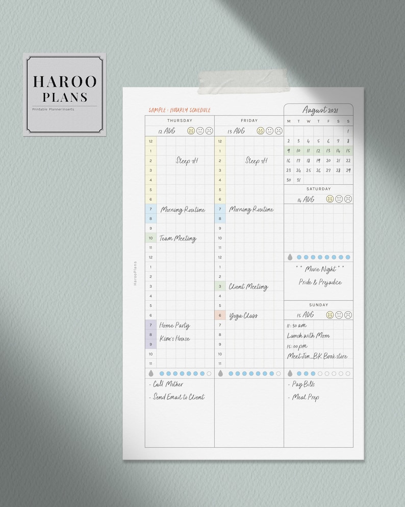 Weekly Planner Half-letter Printable Planner Inserts WO2P | Etsy