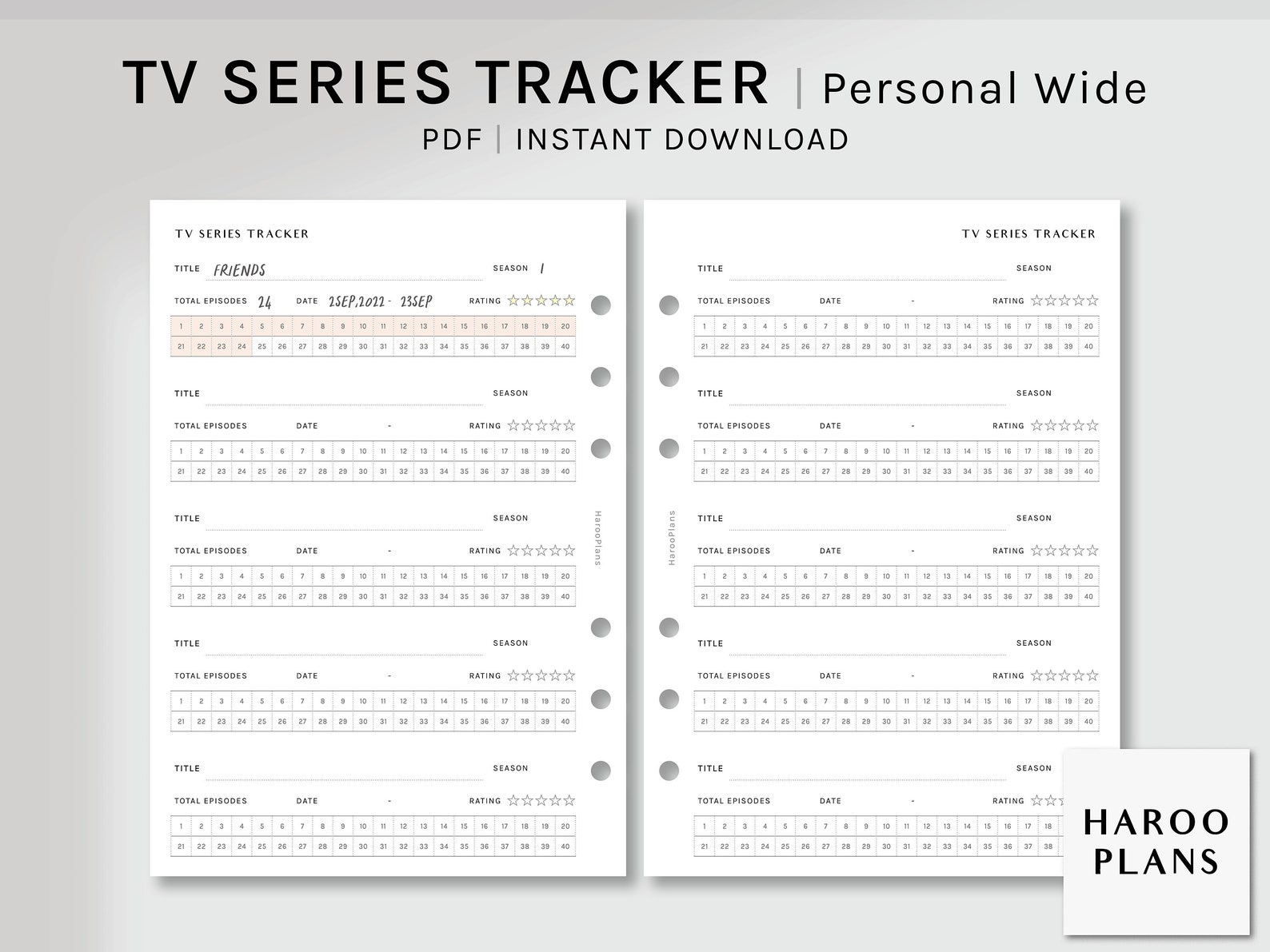 TV Series Tracker | Personal Wide Printable Planner Inserts | Drama ...