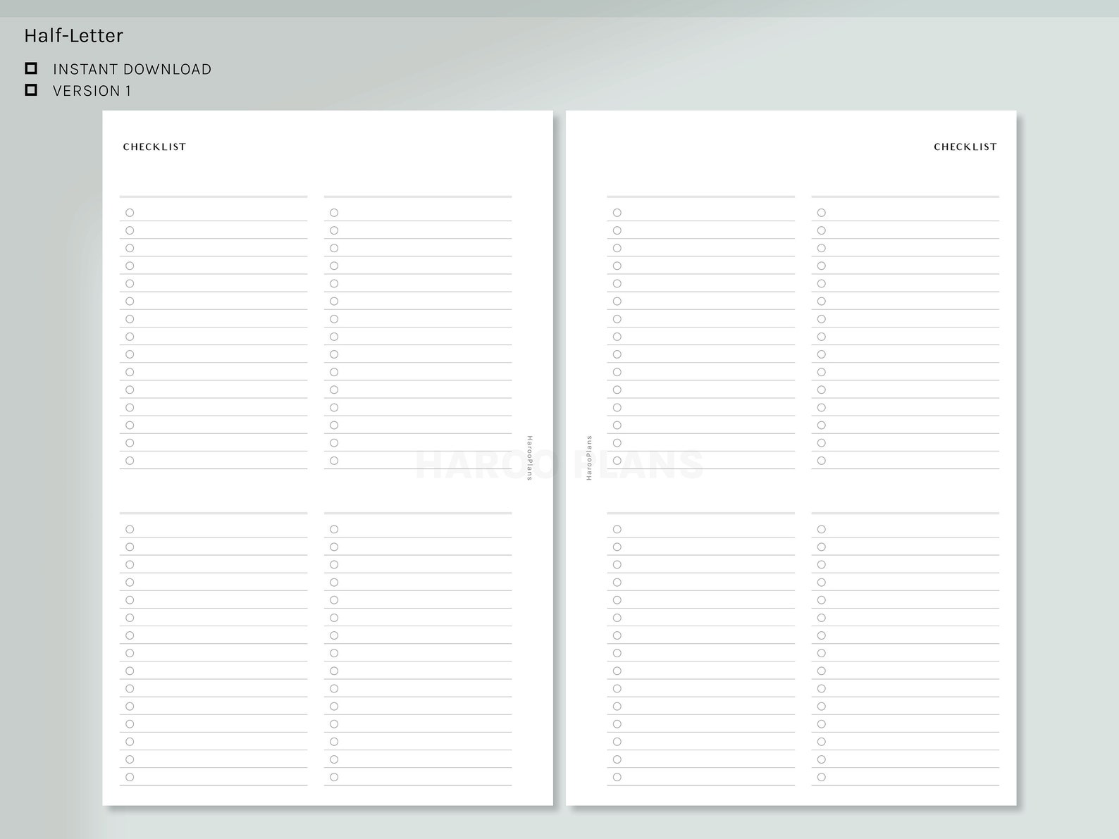 Checklist Sheet Half-letter Printable Planner Inserts | Etsy