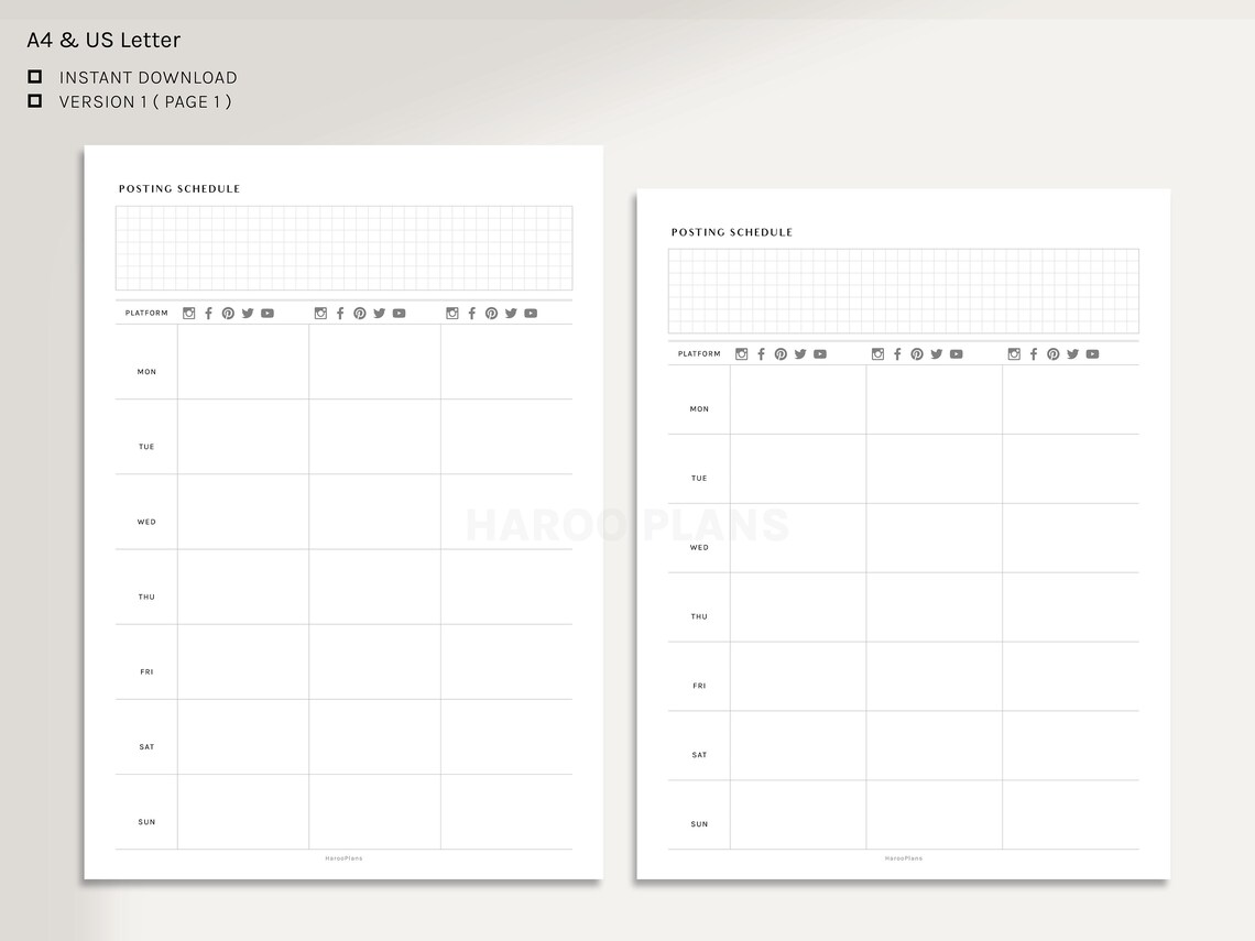 Posting Schedule A4 US Letter Printable Planner Inserts | Etsy