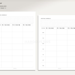 Posting Schedule | A4, US Letter Printable Planner Inserts | Weekly ...