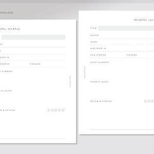 Reading Journal Printable | A6 | Book Notes Template PDF | Simple Book ...