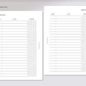 Movie Log Printable Inserts | A6 | Film Checklist Template PDF | Simple ...