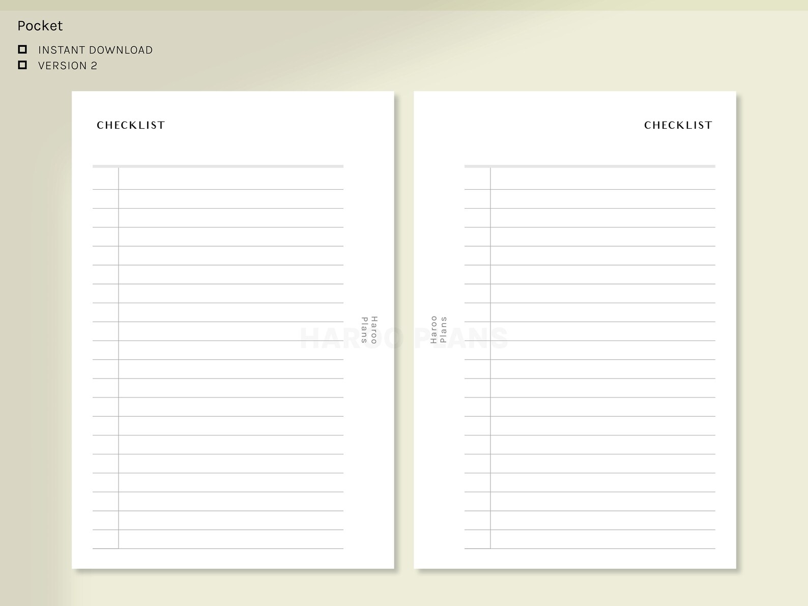 Checklist Sheet Pocket Size Printable Planner Inserts - Etsy