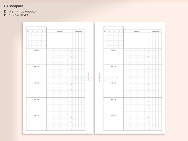 Monthly FC Compact Printable Planner Inserts MO1P - Etsy