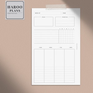 Week at a Glance | FC Compact Size Printable Planner Inserts | Weekly ...