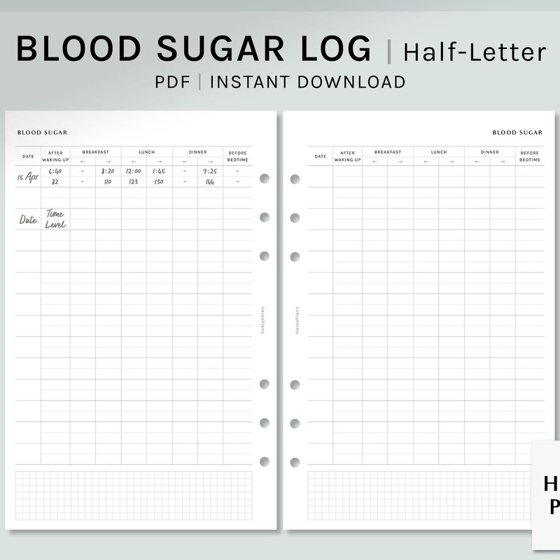 Printable Sugar Level Chart - Etsy