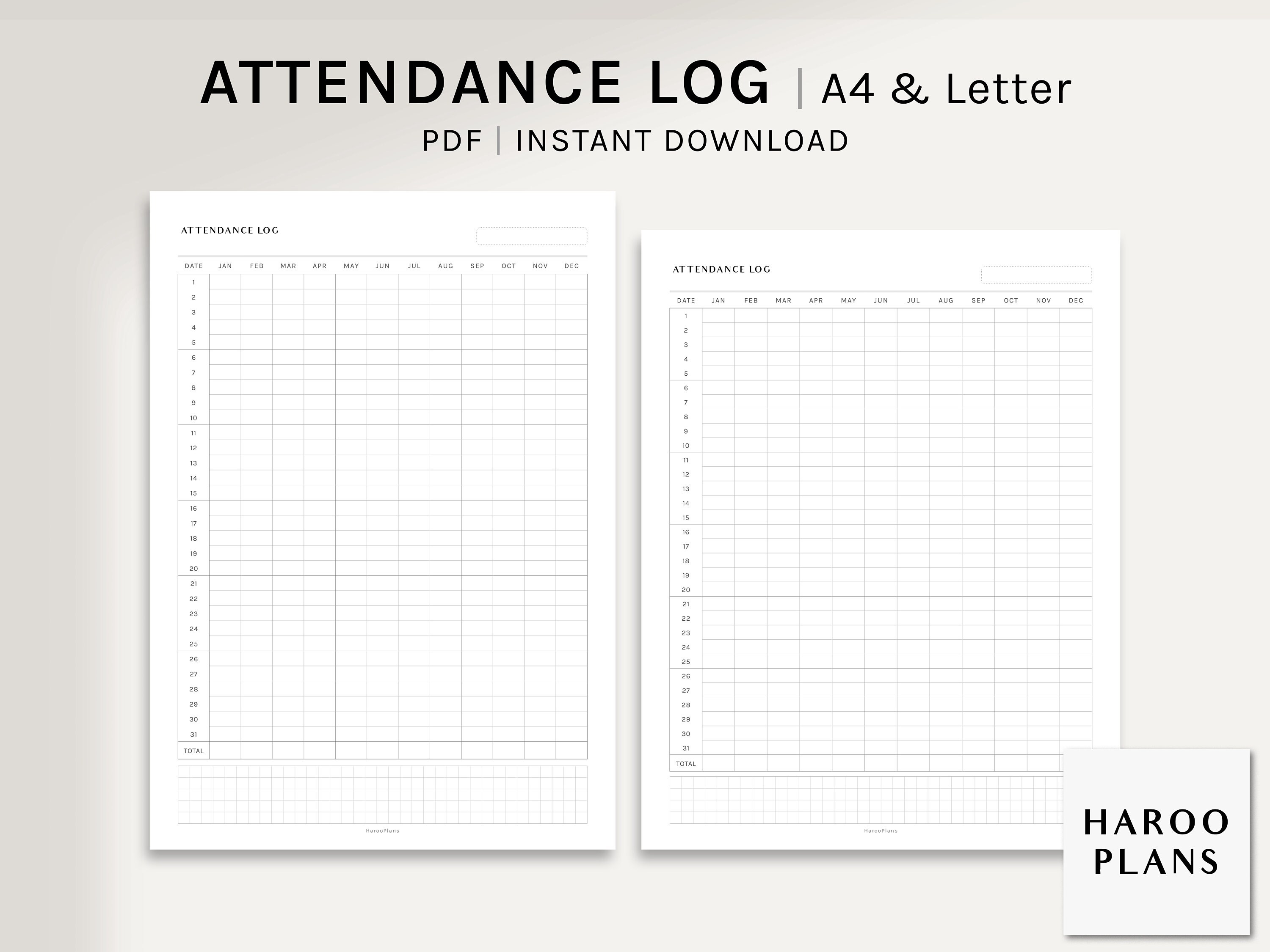 Attendance Log Sheet A4 US Letter Printable Planner Inserts - Etsy