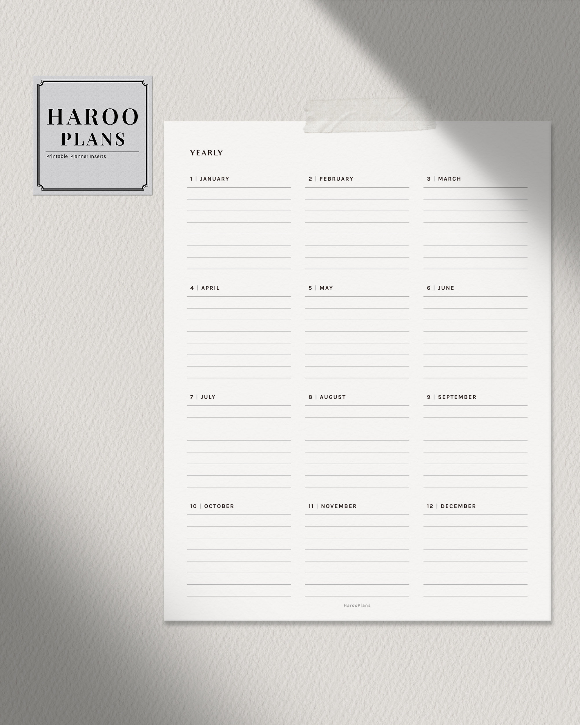 Yearly Planner | A4, US Letter Printable Inserts | Undated Year Goal ...