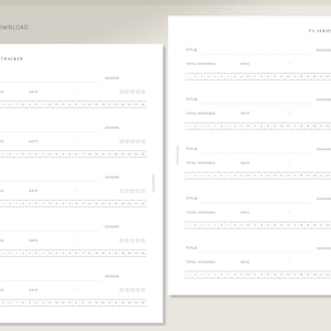 TV Series Tracker Printable Inserts | A5 | TV Show Checklist Template ...