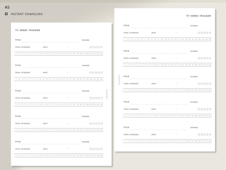 TV Series Tracker Printable Inserts A5 TV Show Checklist | Etsy