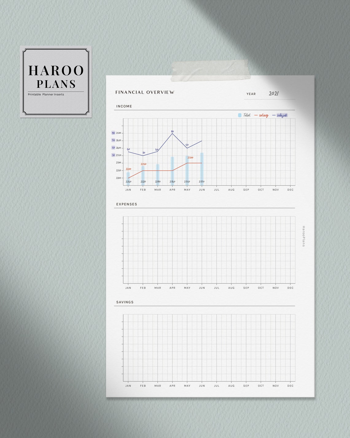 Financial Overview Chart Half-letter Printable Planner - Etsy