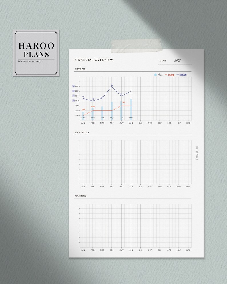 Financial Overview Chart Half-letter Printable Planner - Etsy