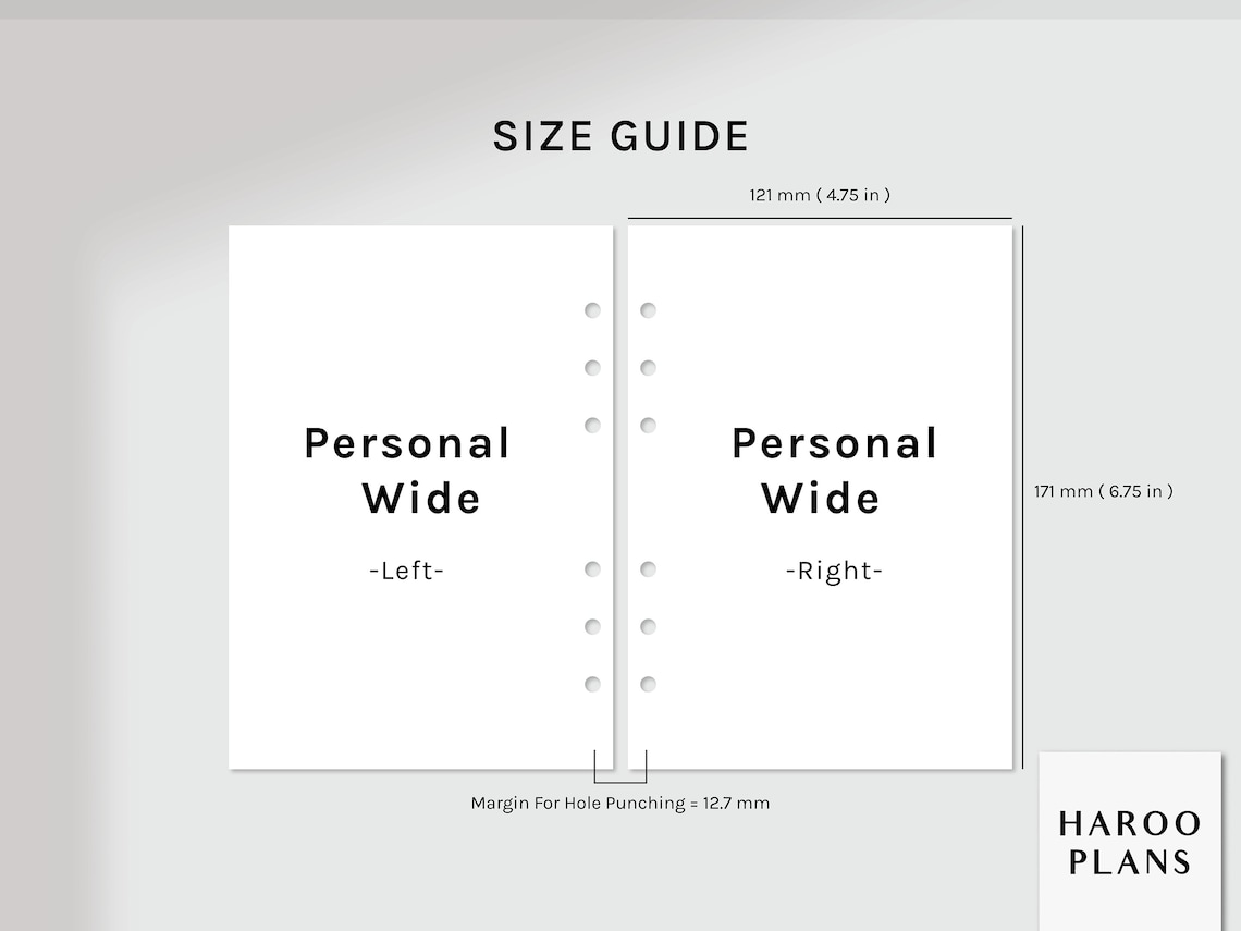 Daily Planner Personal Wide Printable Inserts Schedule - Etsy