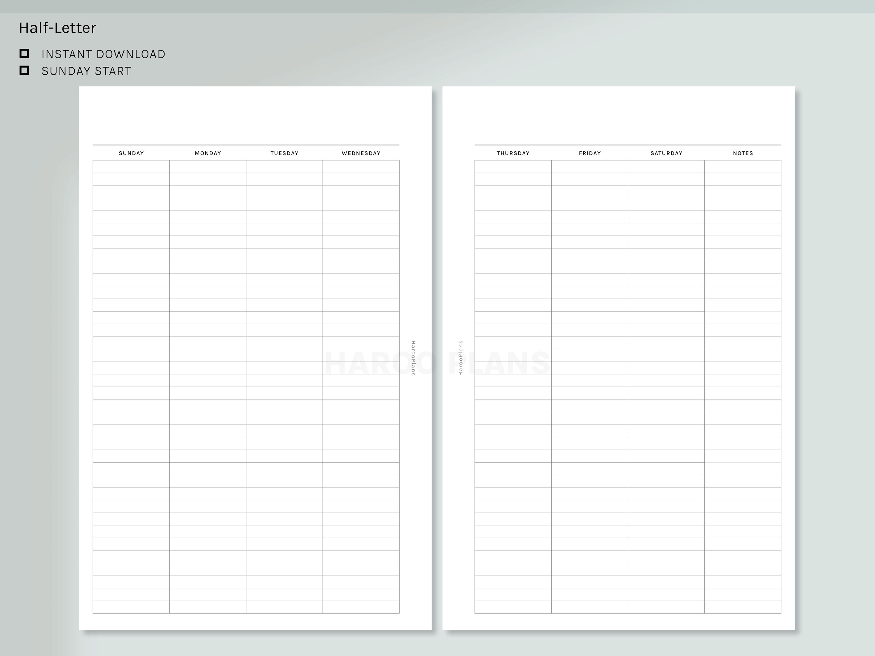 Undated Monthly Half-letter Printable Planner Inserts - Etsy
