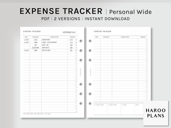 Expense Tracker Personal Wide Printable Inserts Spending - Etsy