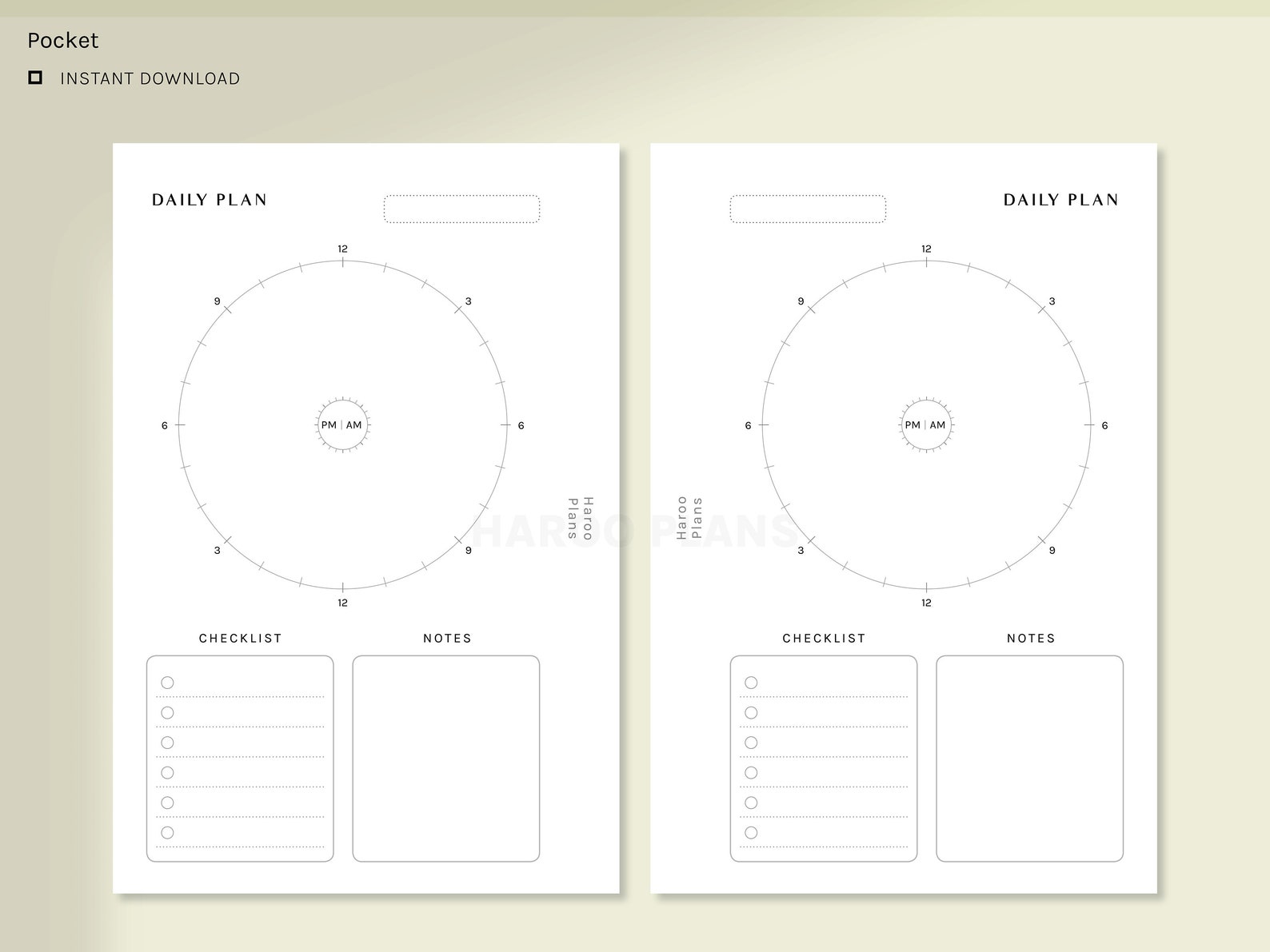Daily Planner | Pocket Size Printable Inserts | 24 Hour Schedule Circle ...
