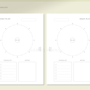 Daily Planner | Pocket Size Printable Inserts | 24 Hour Schedule Circle ...