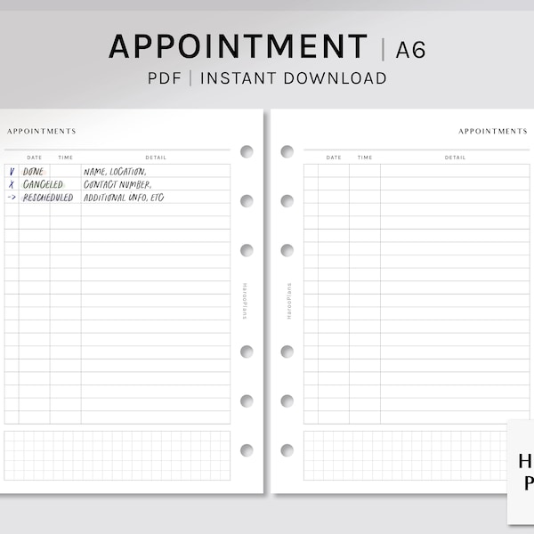 Salon Appointment Sheet Template - Etsy