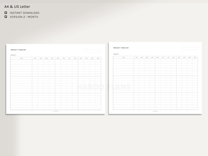 Project Timeline Sheet A4 US Letter Printable Planner | Etsy