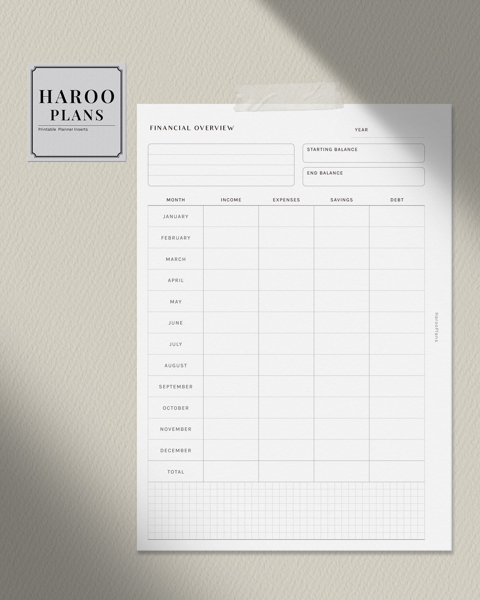 Yearly Financial Overview A5 Printable Planner Inserts | Etsy