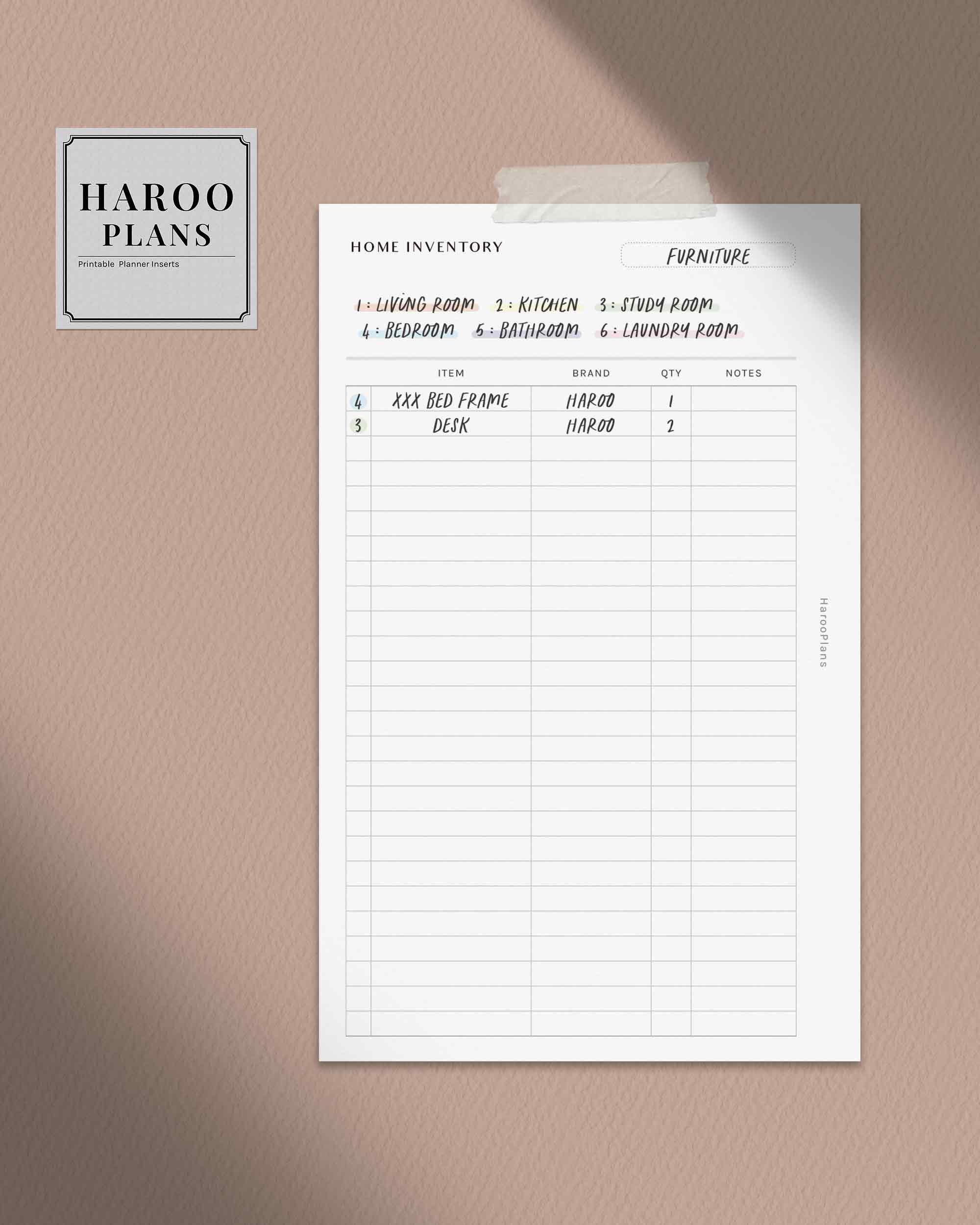 Home Inventory FC Compact Printable Planner Inserts - Etsy