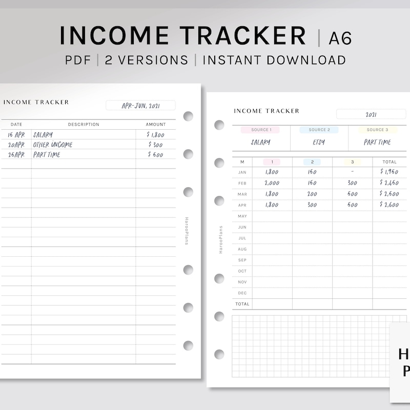 Income Tracker Printable - Etsy