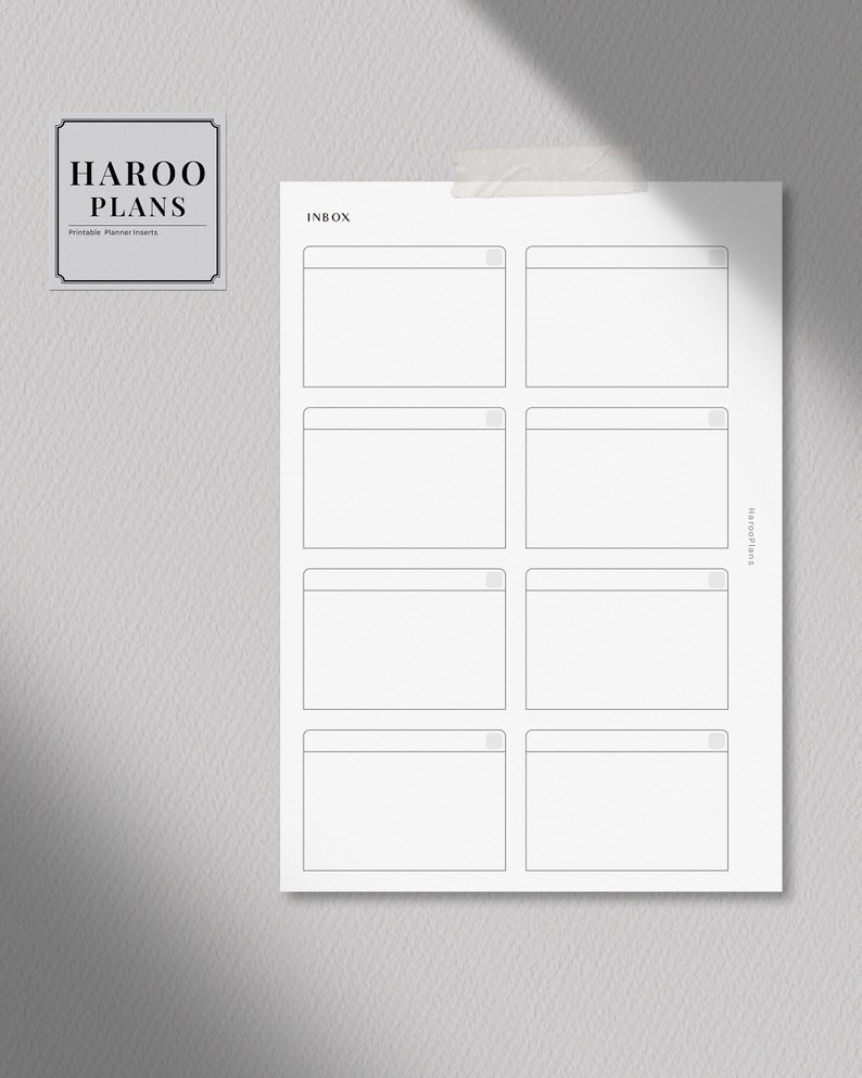 Inbox Personal Wide Printable Planner Inserts Blank Box to | Etsy