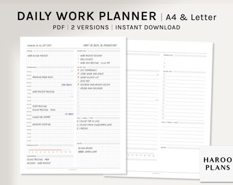 Daily Work Planner A5 Printable Inserts Productivity | Etsy
