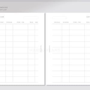 Gift Giving List | A6 Printable Planner Inserts | Gift Log Template for ...