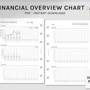 Financial Overview Chart | A6 Printable Planner Inserts | Yearly Budget ...