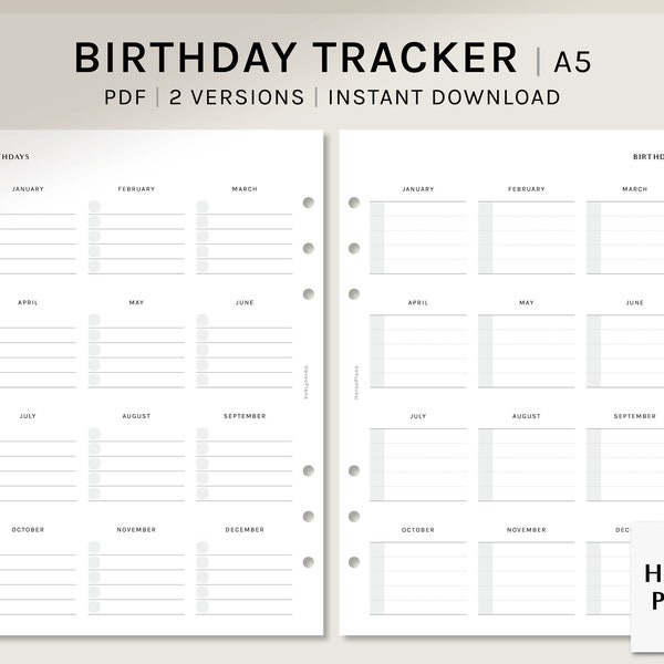 Birthday Tracker - Etsy