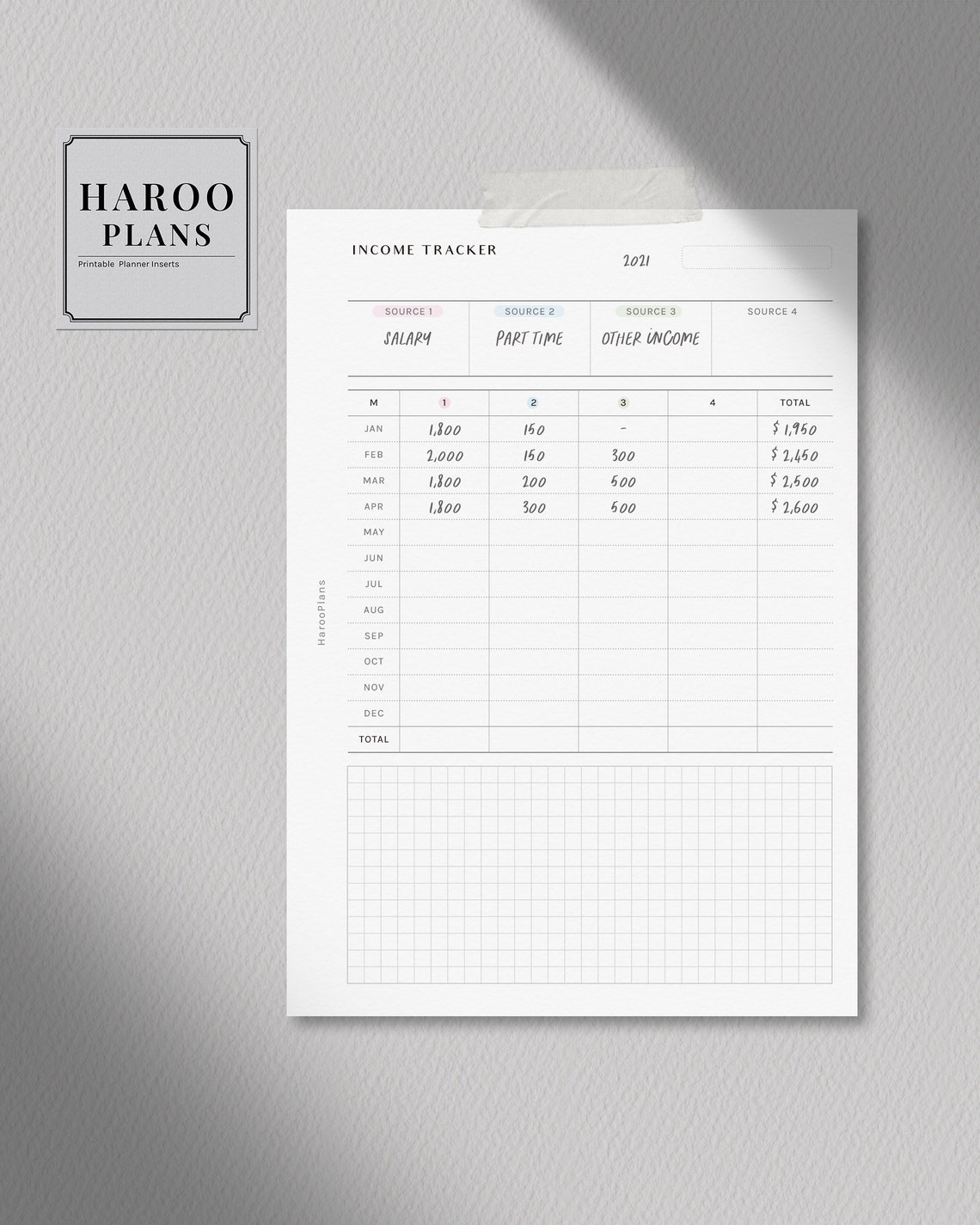 Income Tracker Personal Wide Printable Planner Inserts - Etsy