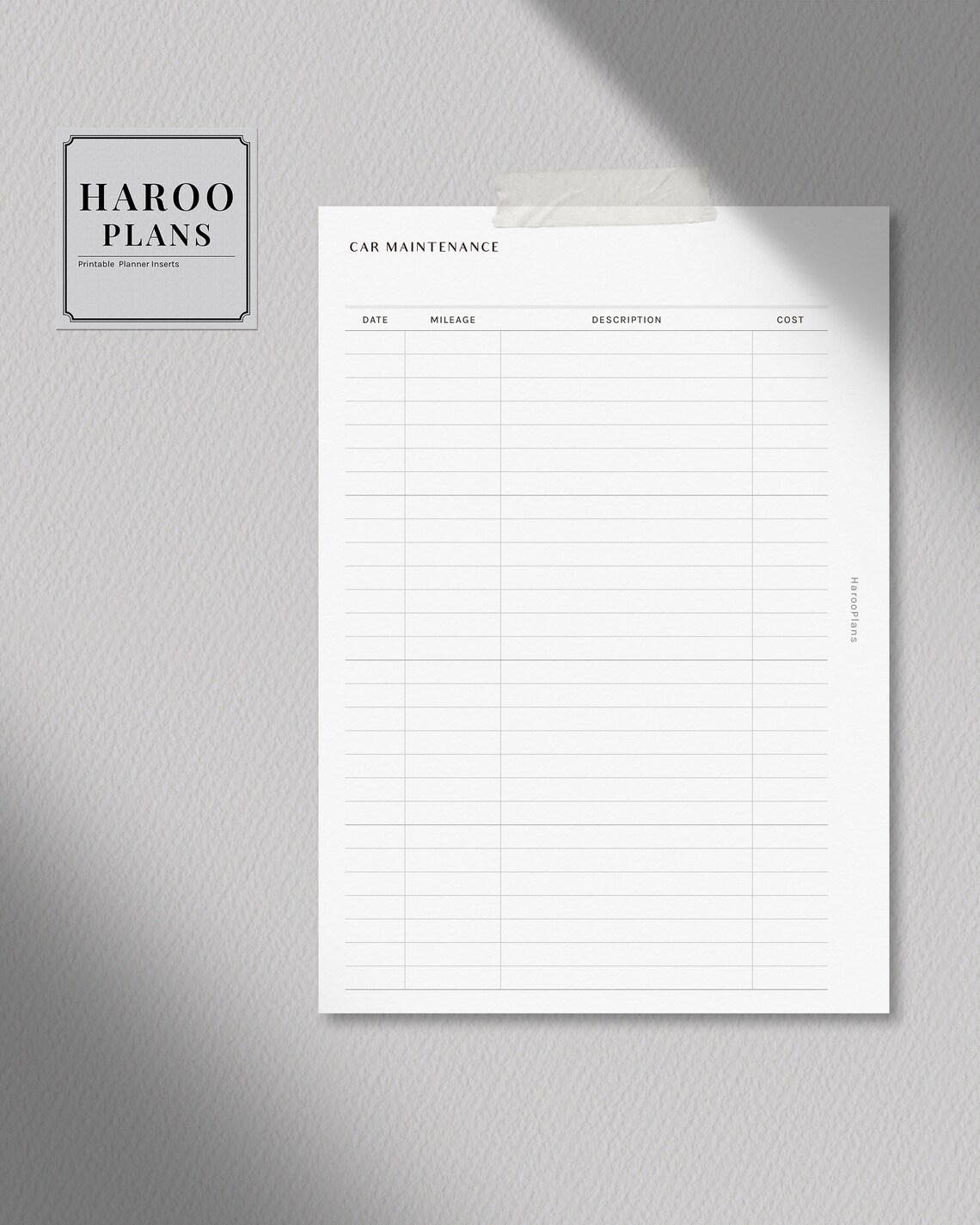 Car Maintenance Personal Wide Printable Planner Inserts - Etsy