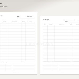 Grade Log Sheet | A4, US Letter Printable Planner Inserts | Homeschool ...