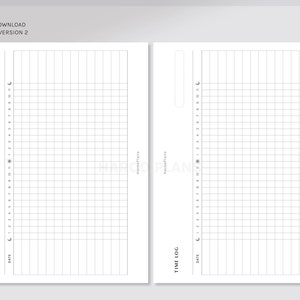 Time Log | A6 Rings Printable Planner Inserts | Work Activity Study ...