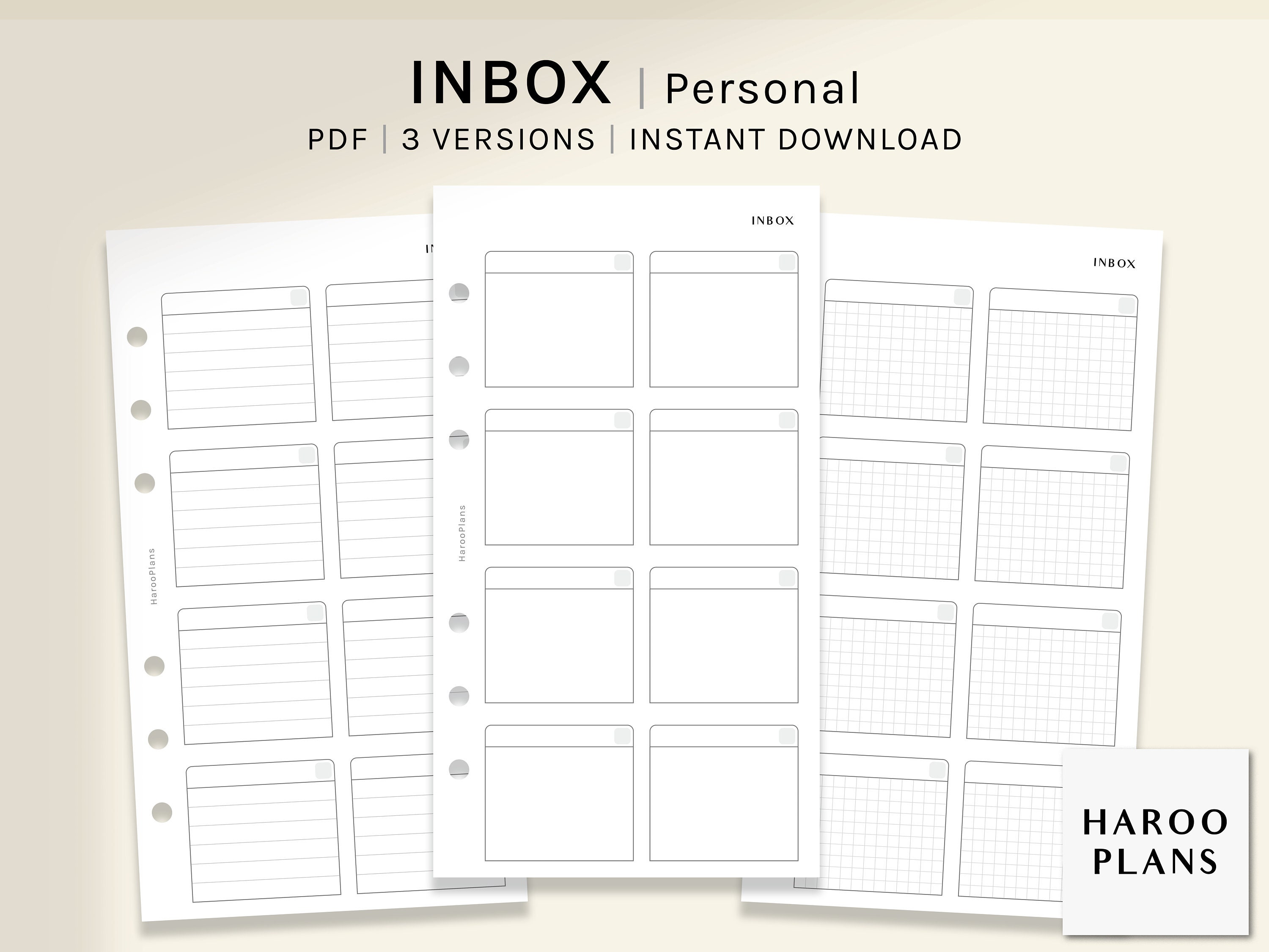 Inbox Personal Size Printable Planner Inserts Blank Box to - Etsy