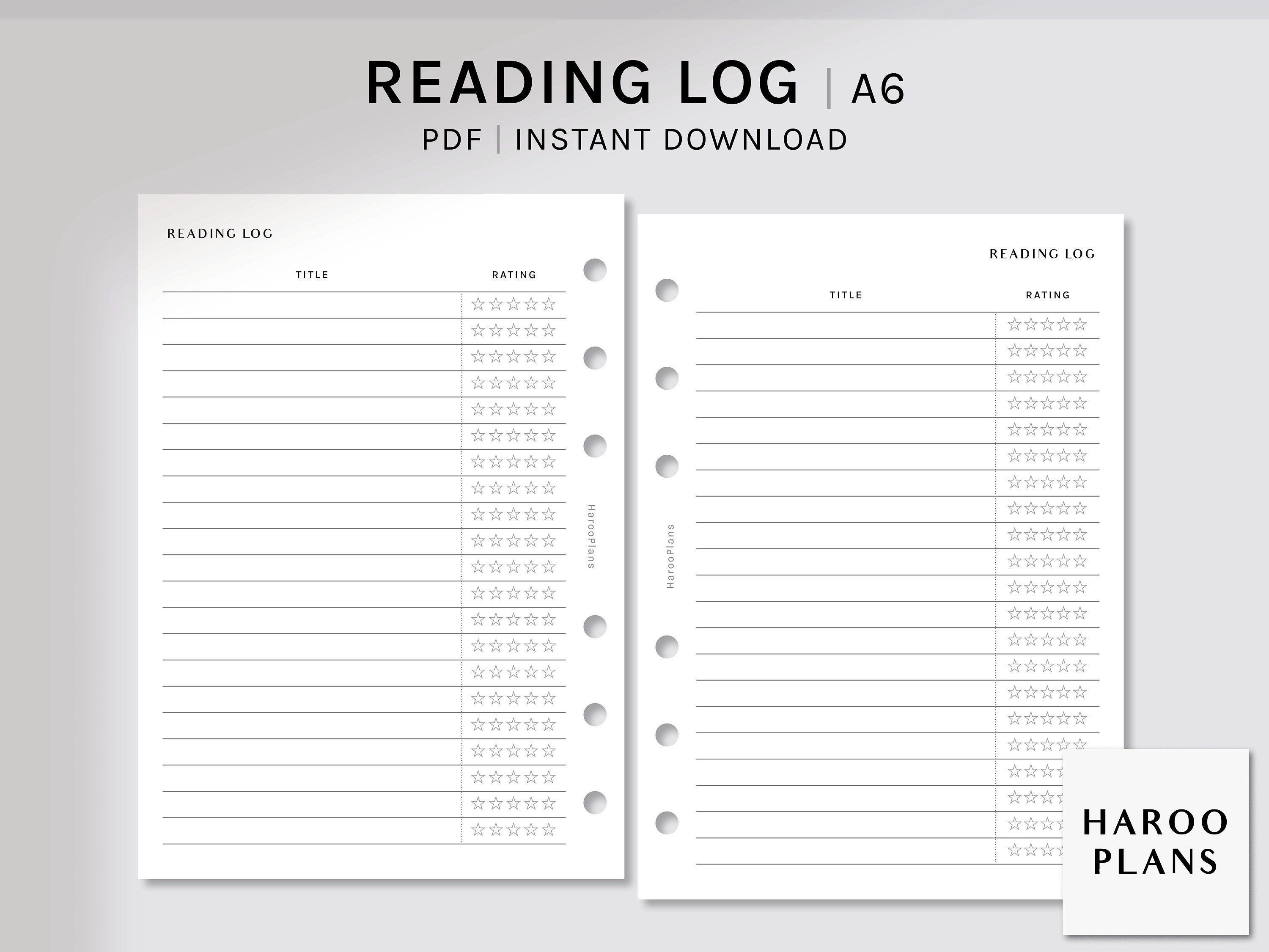 Reading Log Printable A6 Book Tracker Template PDF - Etsy