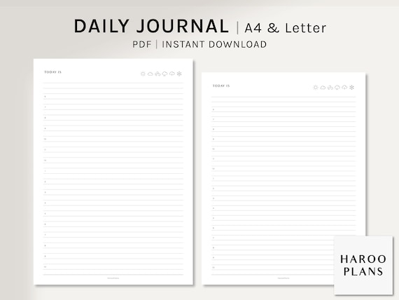 Daily Journal A4 US Letter Printable Planner Inserts - Etsy