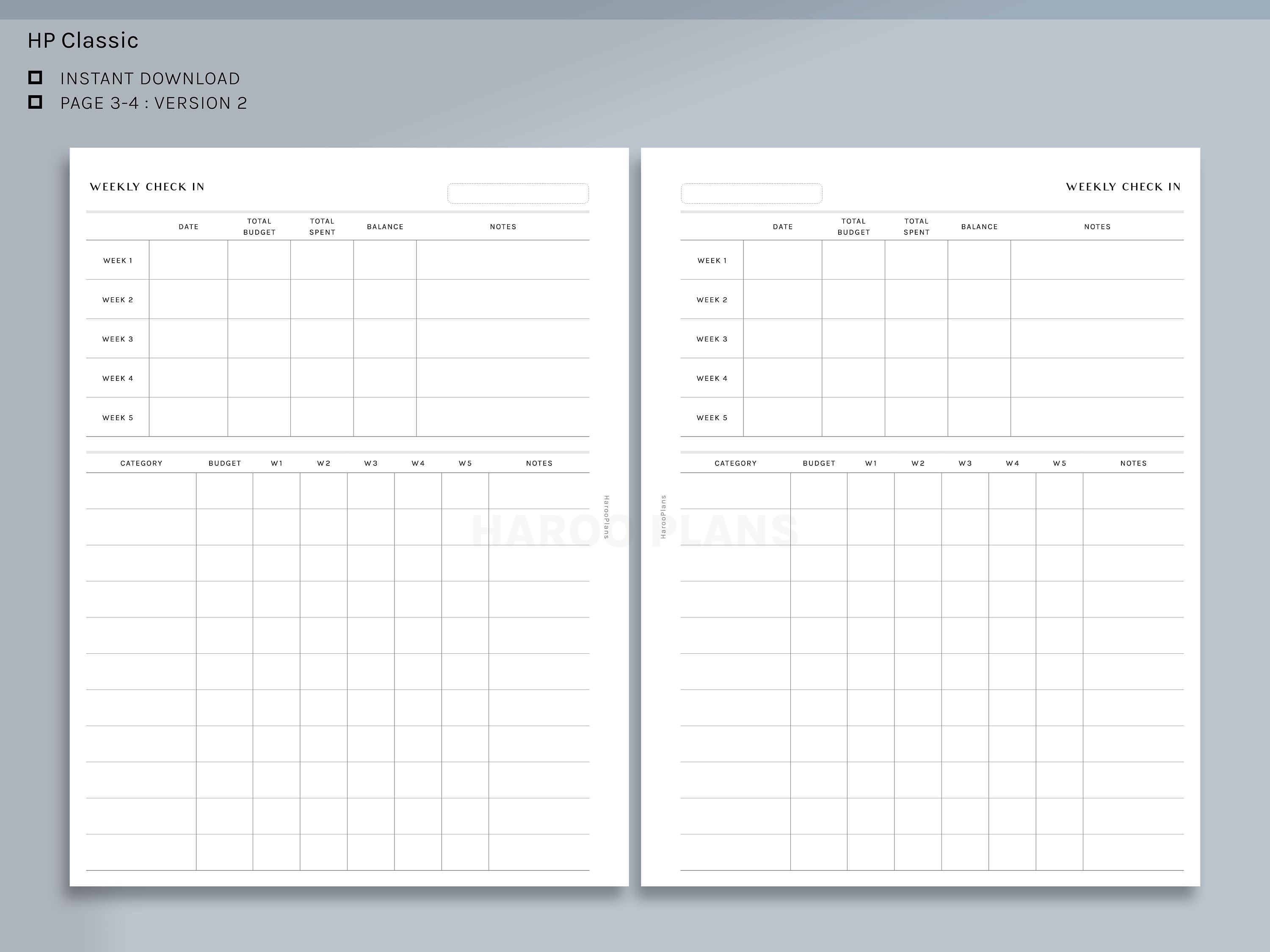 Weekly Budget Check-in HP Classic Printable Happy Planner - Etsy