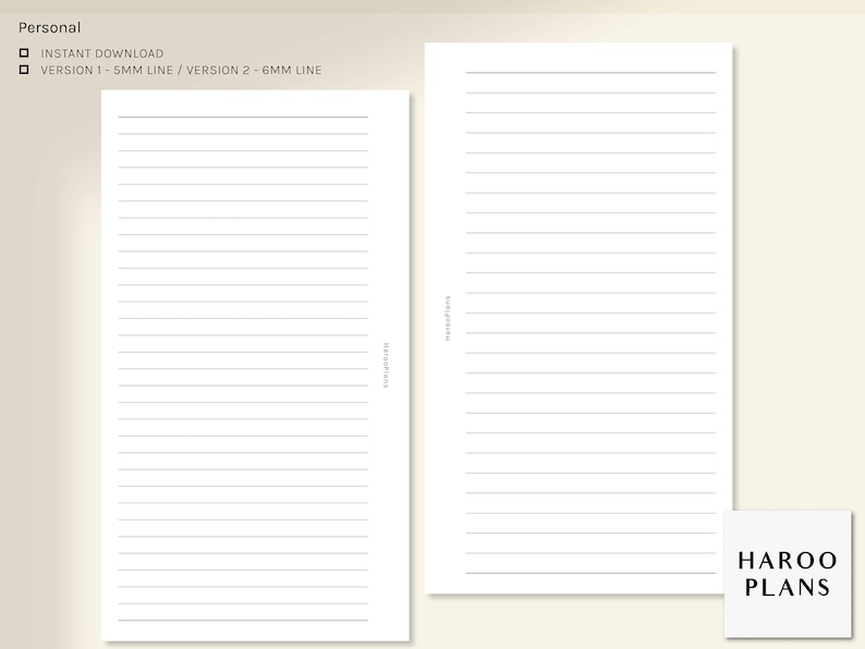 Classic Notes Paper Set Printable Personal Planner Inserts - Etsy